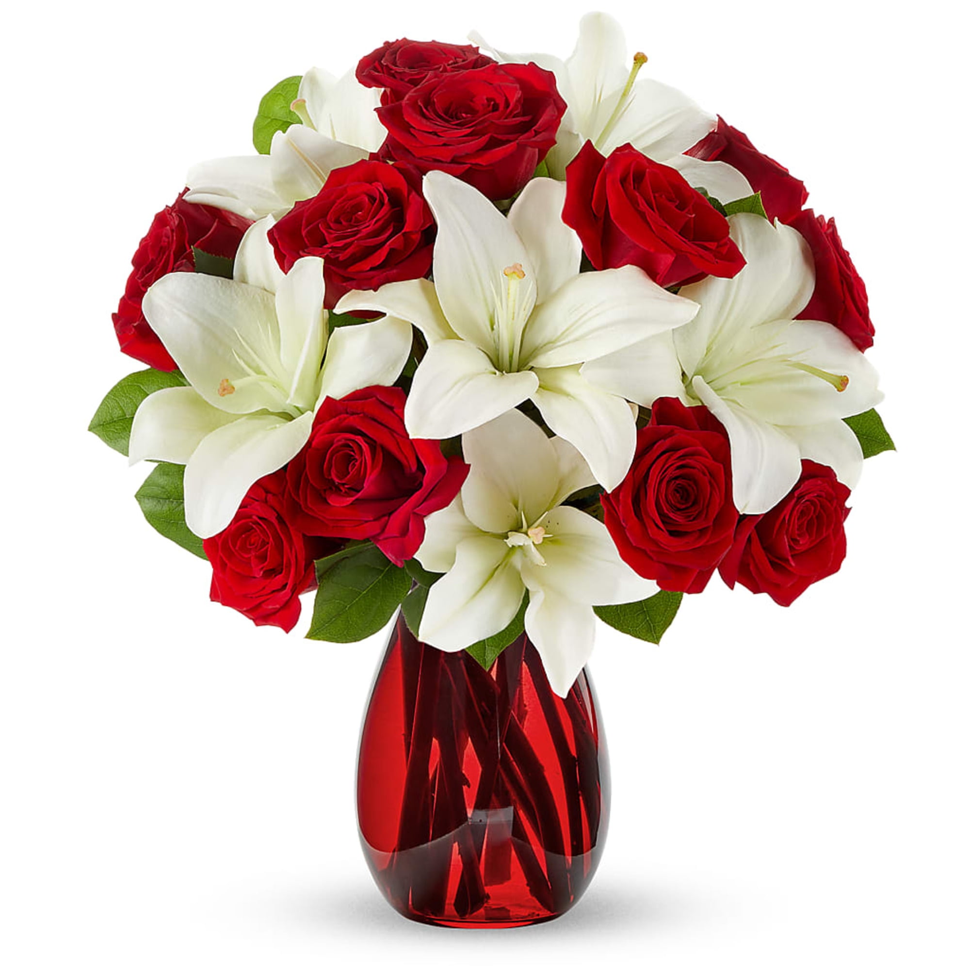 Secret Garden Flower Shop Classic Red Rose & White Lily Bouquet ...