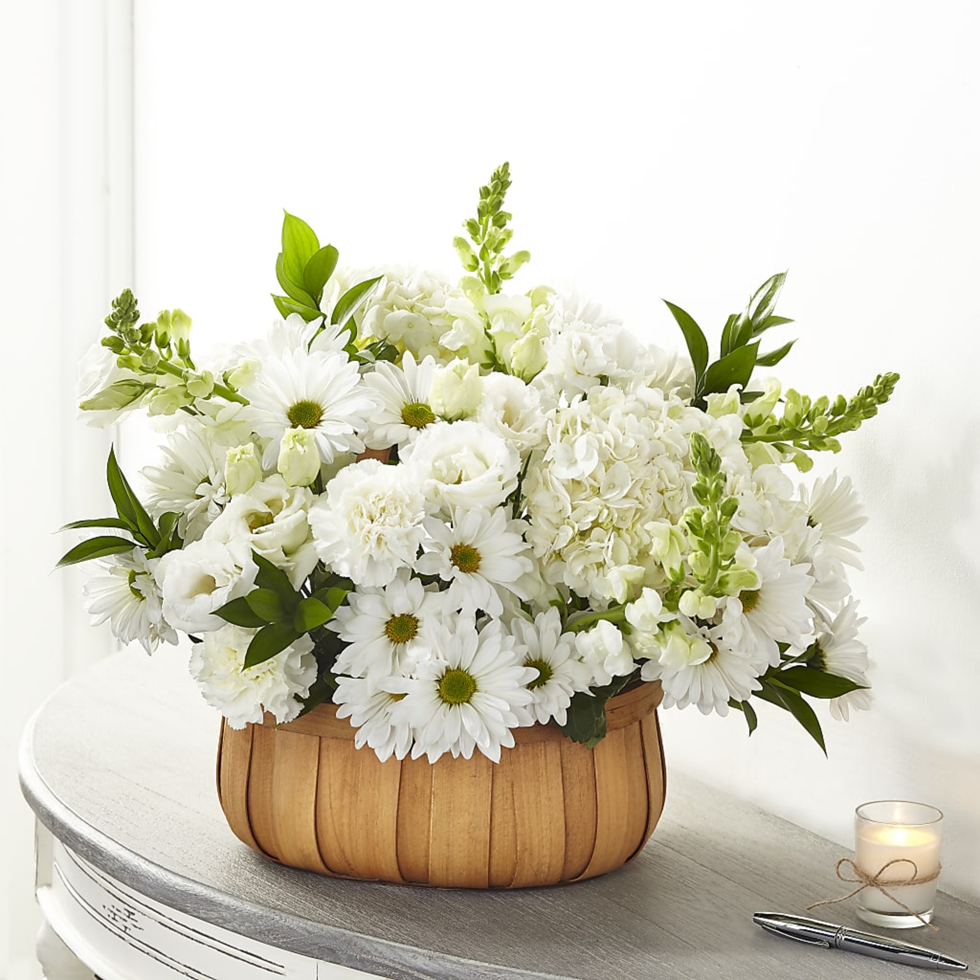 Secret Garden Flower Shop Pure Ivory Basket - Deluxe - Walmart.com