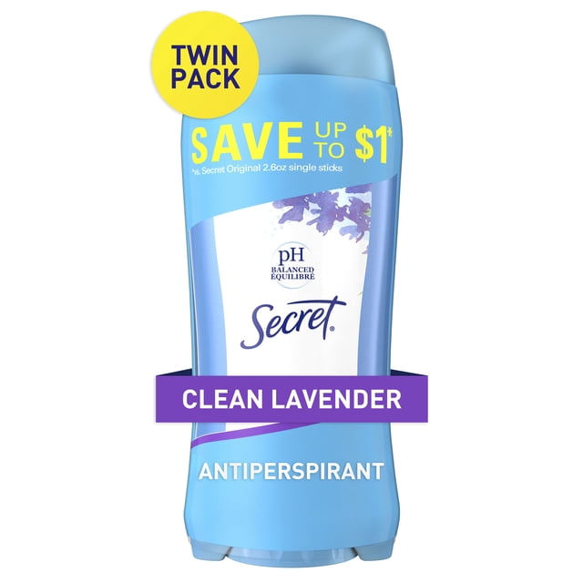 Secret Invisible Solid Antiperspirant Deodorant, Clean Lavender, 2.6 oz ...