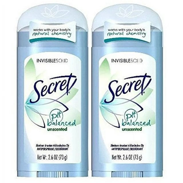 Secret Invisible Solid Antiperspirant Deodorant, Unscented - 2.6 oz - 2 ...
