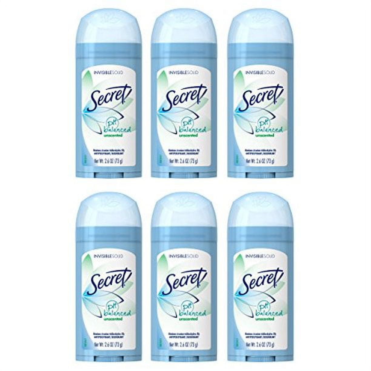 Secret Invisible Solid Antiperspirant Deodorant, Unscented - 2.6 oz - 6 ...