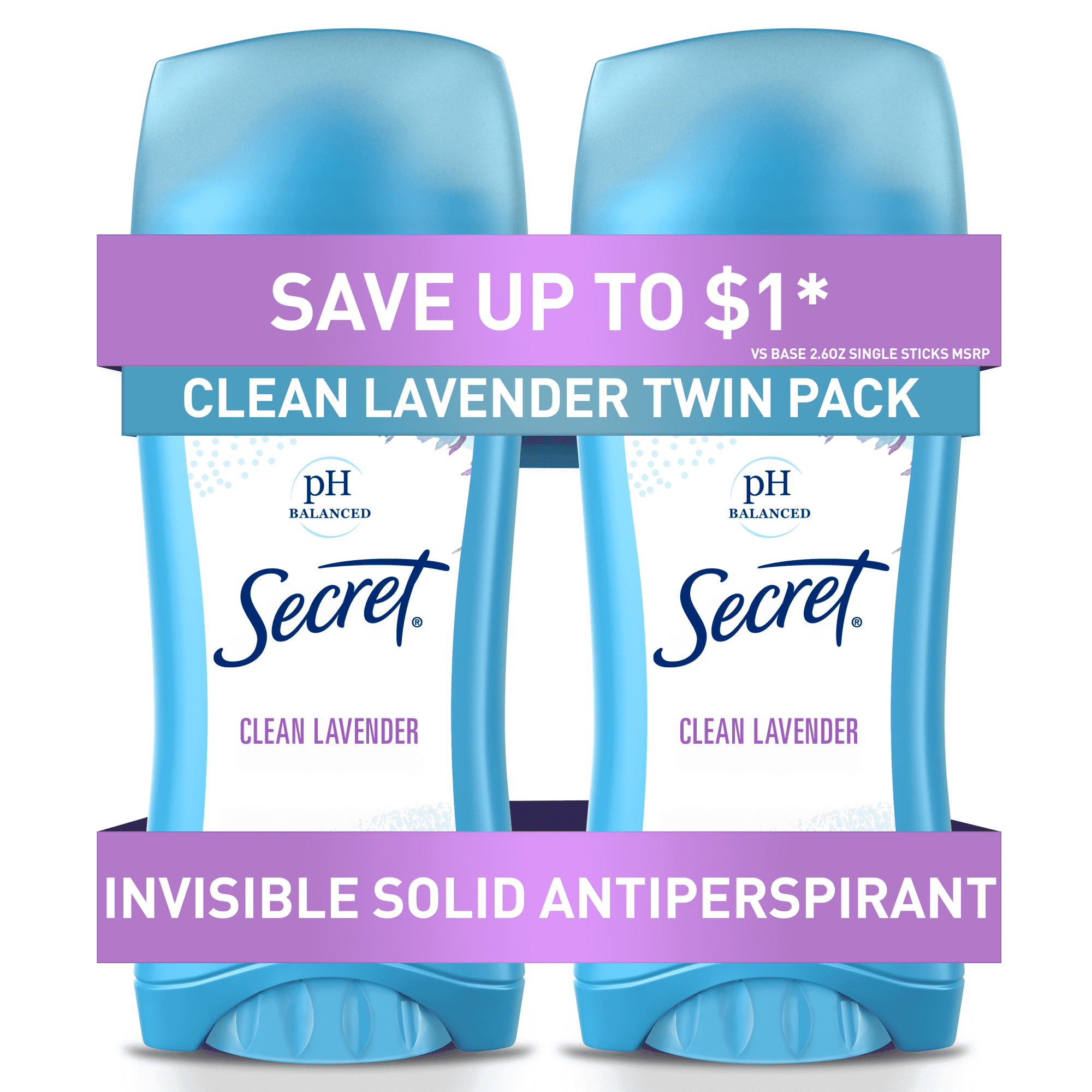 Secret Invisible Solid Antiperspirant and Deodorant, Clean Lavender ...