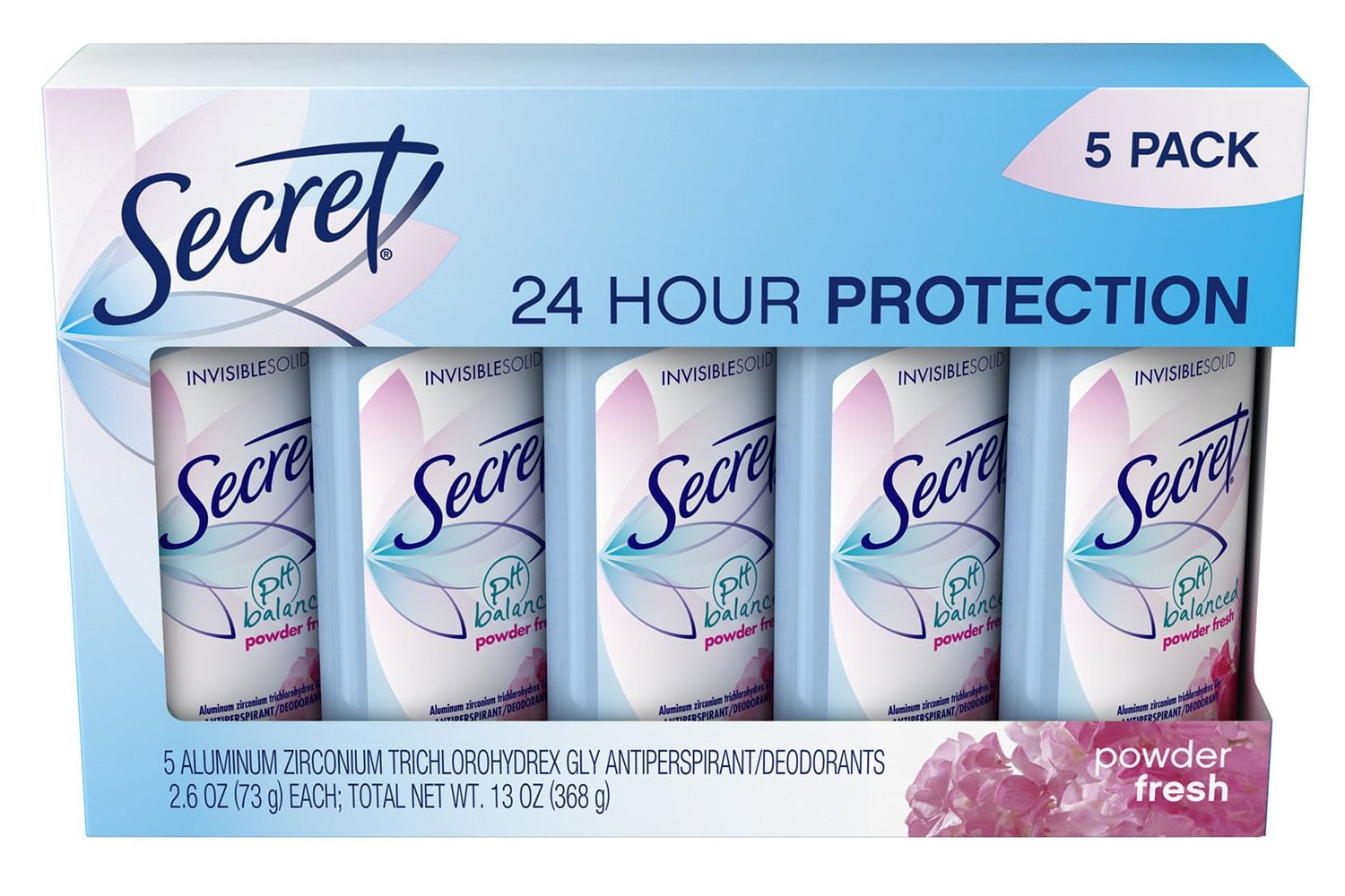 Secret Invisible Solid Deodorant, Powder Fresh (2.6 Ounce, 5 Pack ...