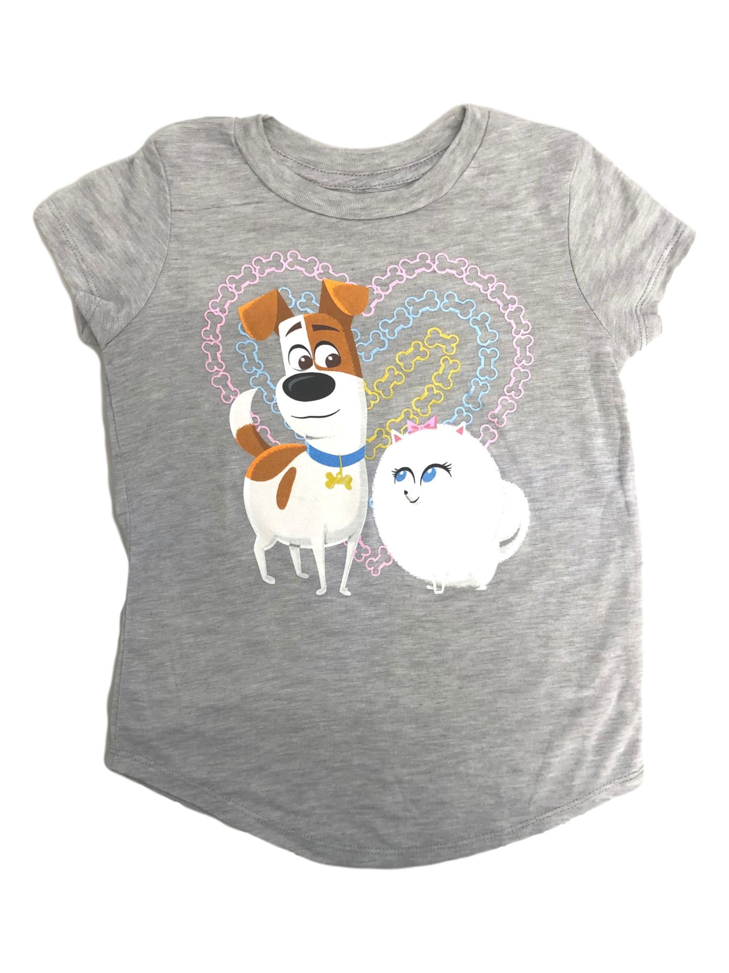 Secret Life of Pets Girls Gray Max & Gidget Puppy Dog T-Shirt Tee Shirt ...