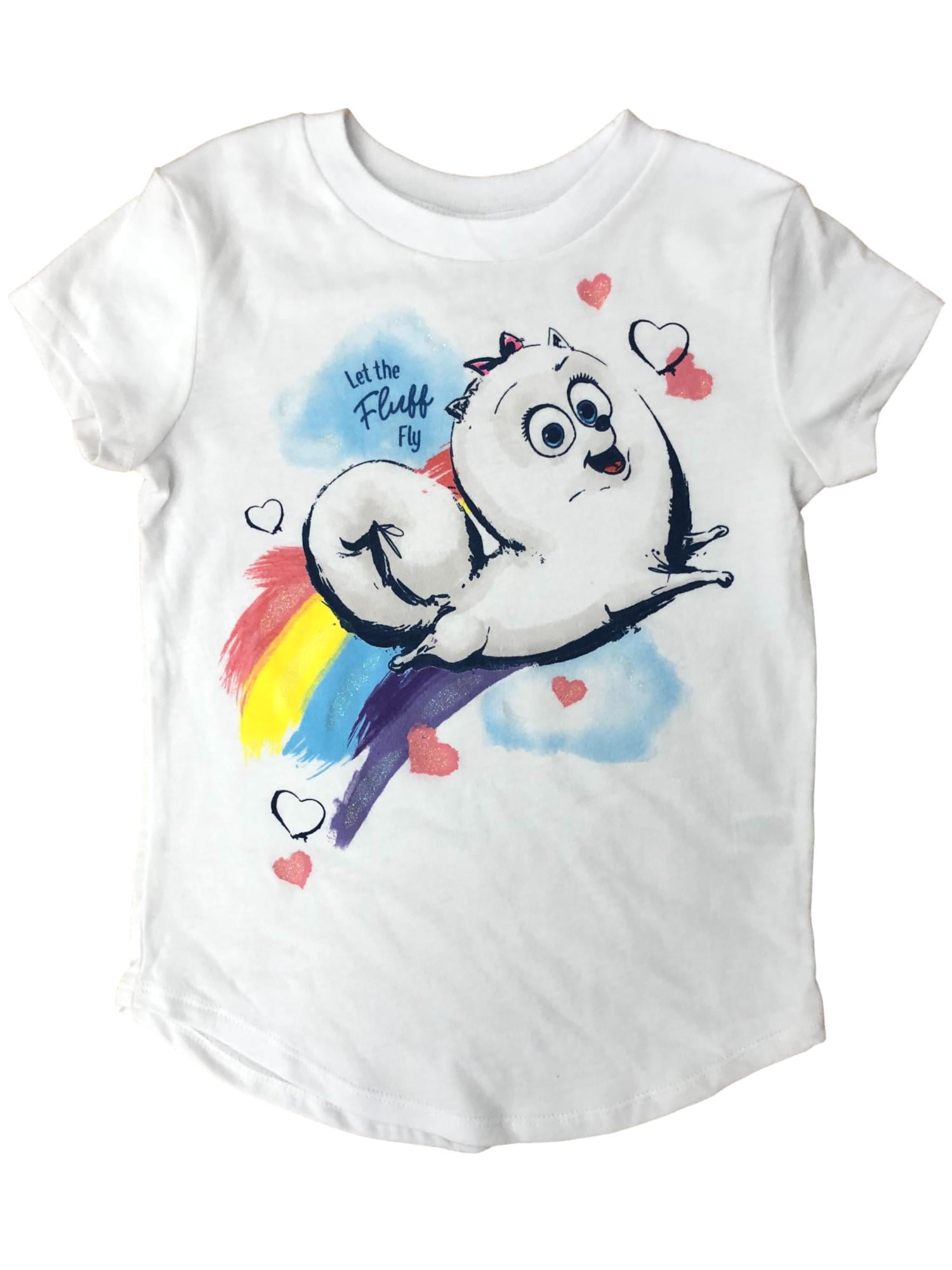 Secret Life of Pets Girls Let The Fluffy Fly Short Sleeve T-Shirt Tee ...