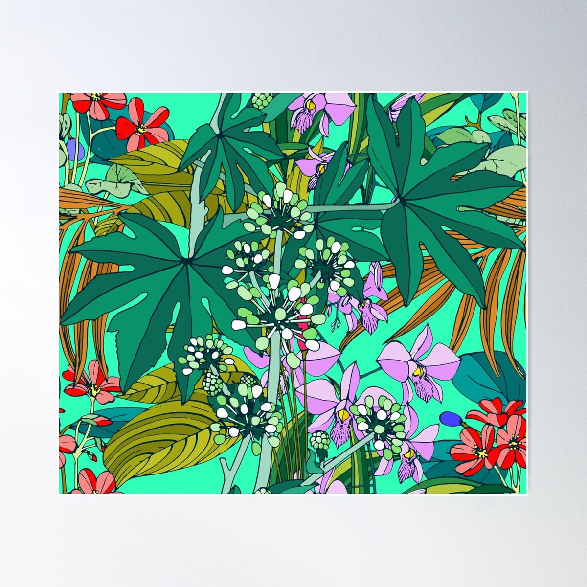 Secret Oasis (Emerald) Poster Wall Art, Modern Wall Decor For Living ...