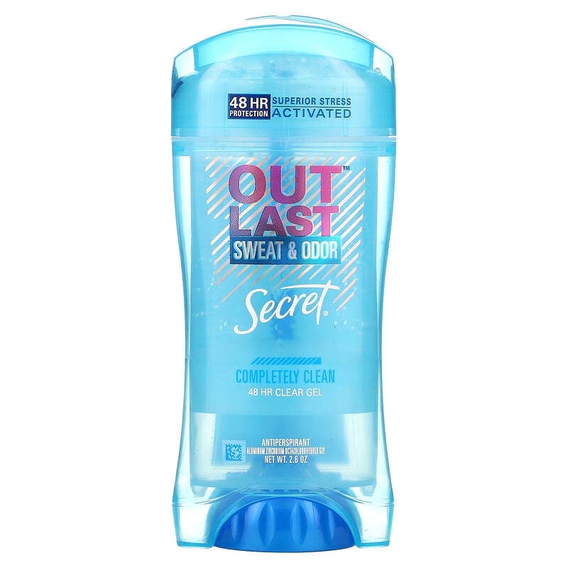 Secret, Outlast, 48 Hour Clear Gel Deodorant, Completely Clean, 2.6 oz (73 g) Pack of 3 ...