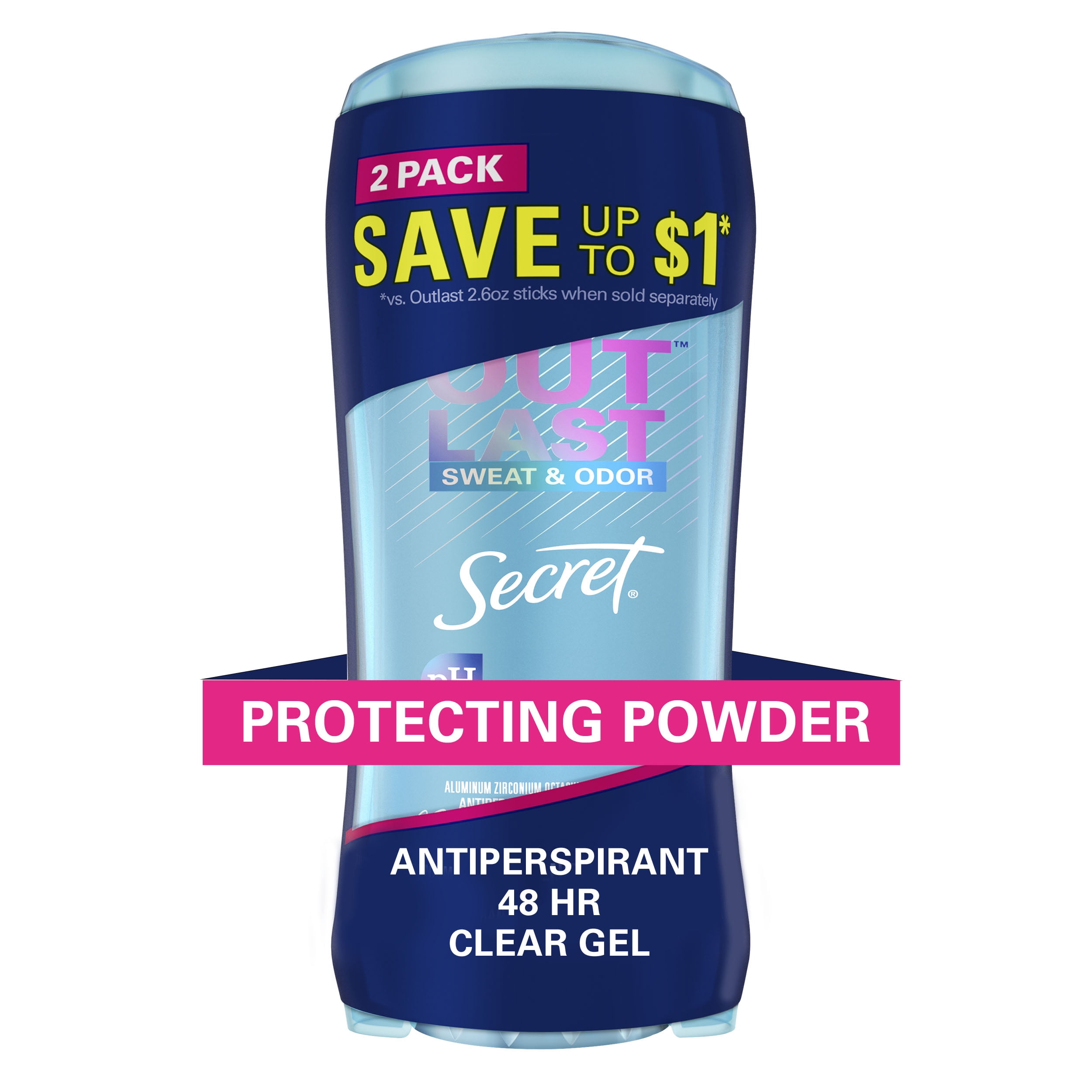 Secret Outlast Clear Gel Antiperspirant Deodorant, Protecting Powder, 2 ...