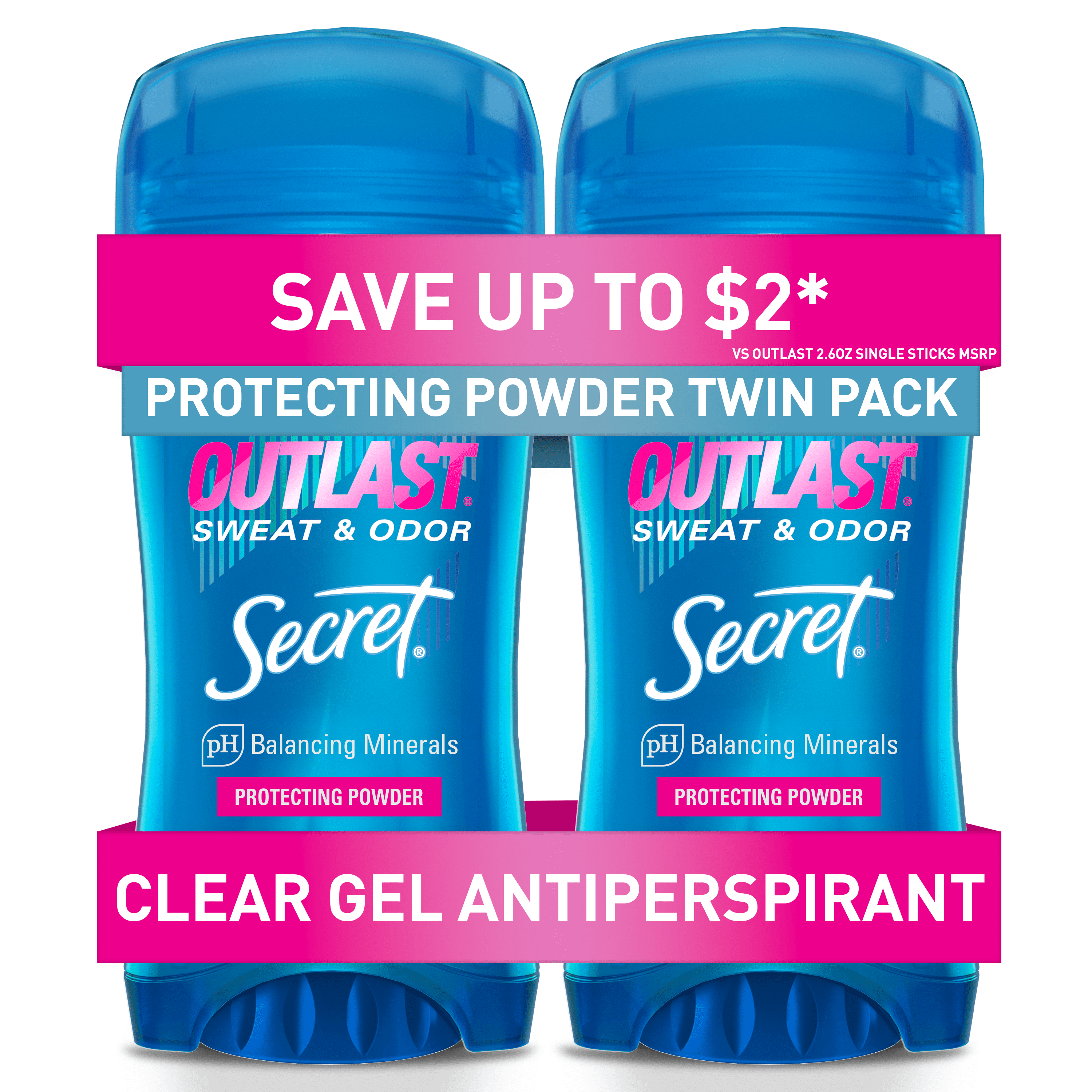 Secret Outlast Clear Gel Antiperspirant Deodorant, Protecting Powder, 2 ...