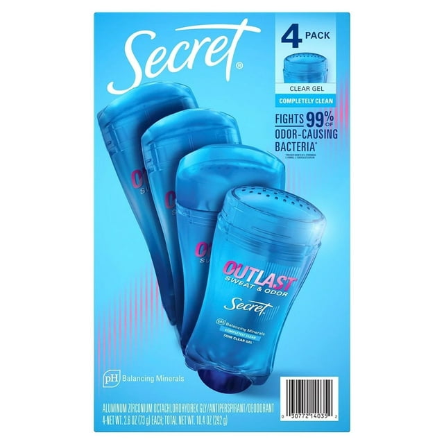 Secret Outlast Clear Gel Deodorant Completely Clean 2.6 Ounce (Pack of ...