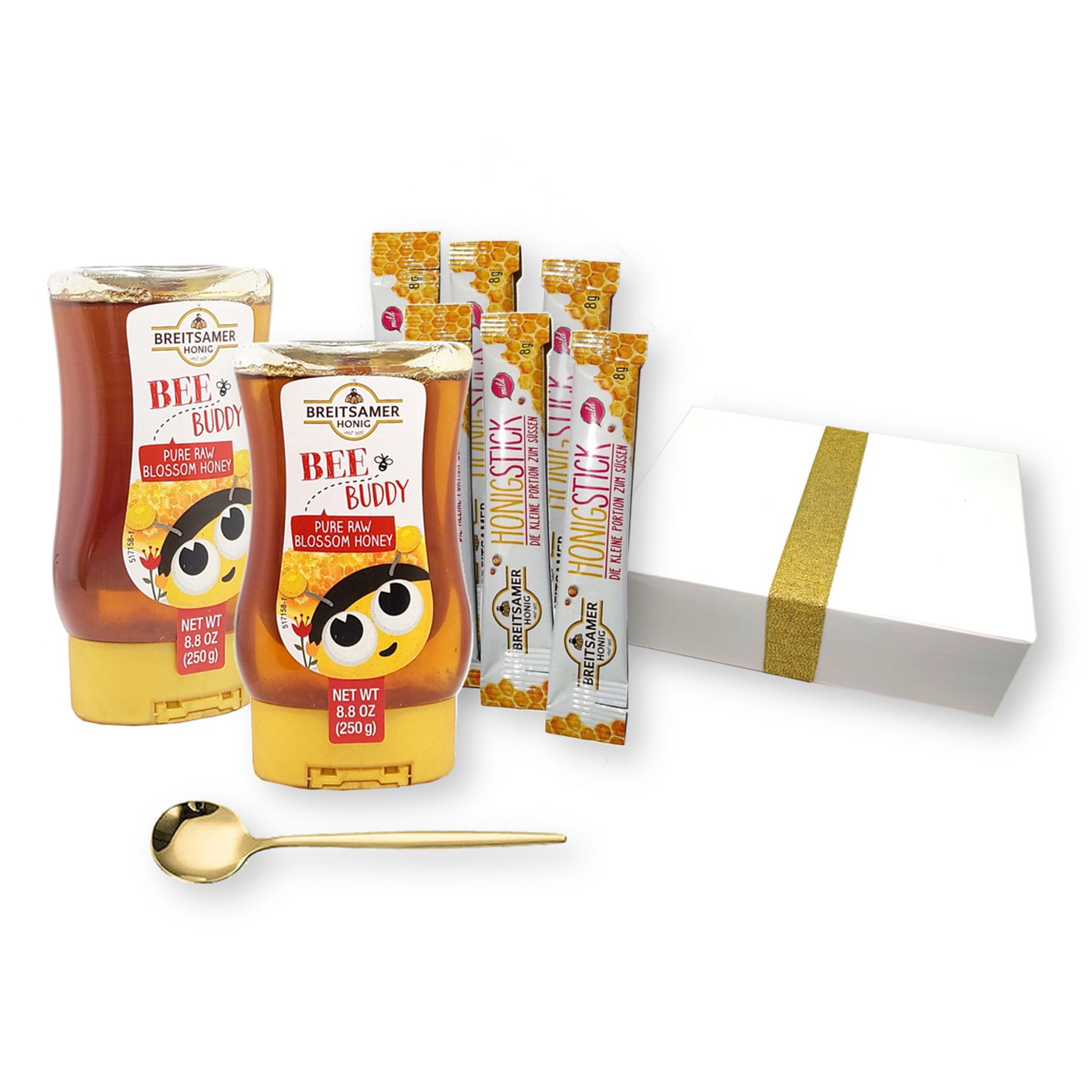 Secret Pantry Breitsamer Honig Gift Set -2 Bee Buddy Pure Raw BLOSSOM Honey Squeeze Bottles 8.8 ...