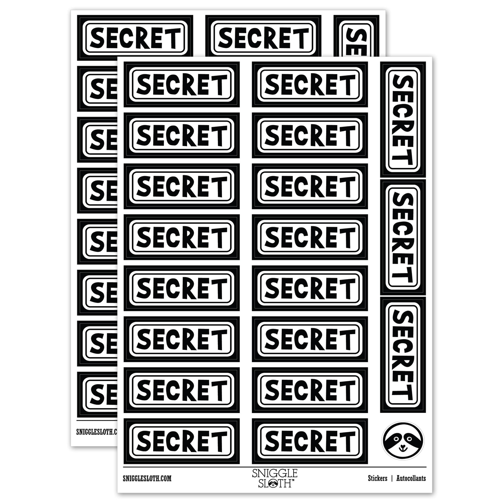 Secret Reversed Sticker Set - Black - Gloss Finish - 2.00" Large ...