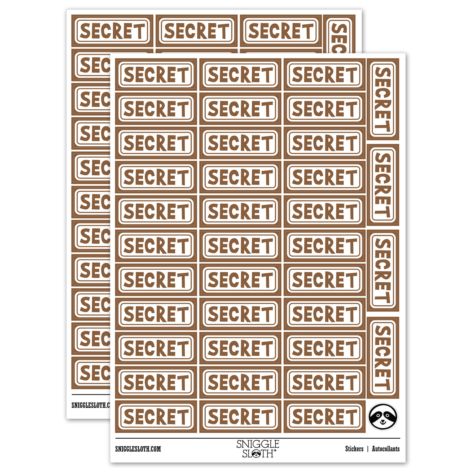 Secret Reversed Sticker Set - Brown - Matte Finish - 1.5" Small ...