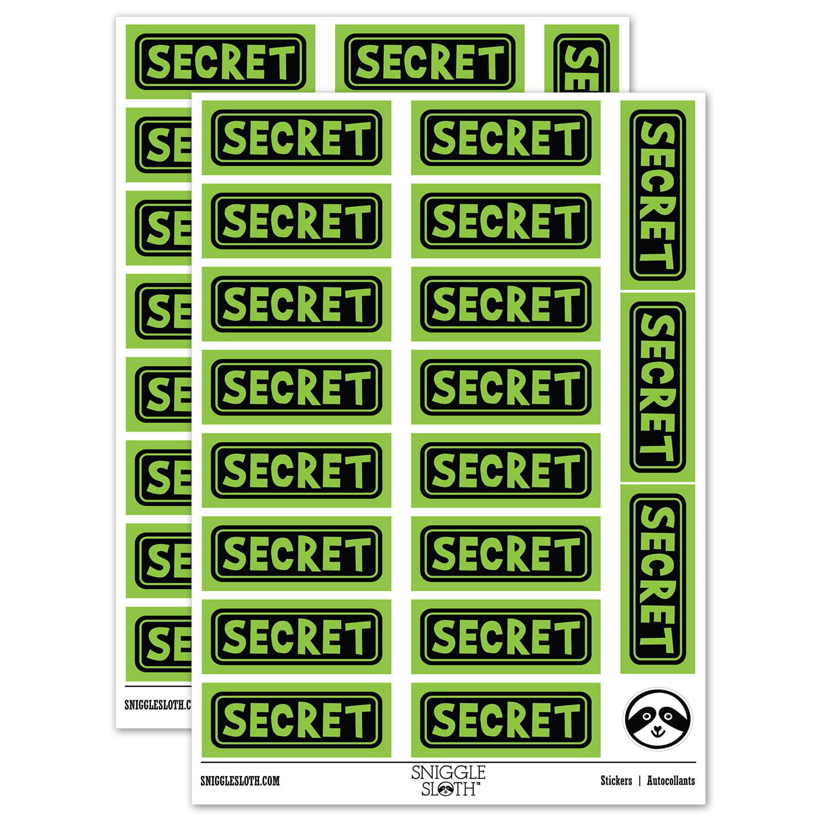 Secret Reversed Sticker Set - Light Green - Gloss Finish - 2.00" Large ...