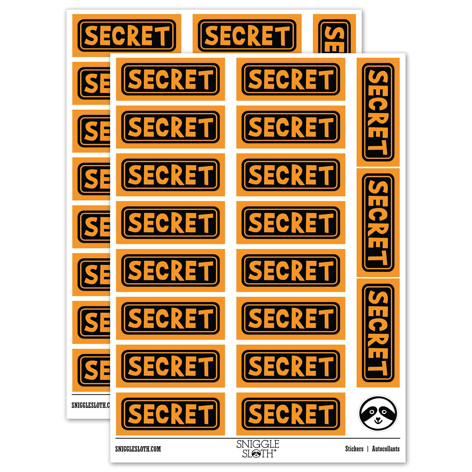 Secret Reversed Sticker Set - Orange - Gloss Finish - 2.00" Large ...