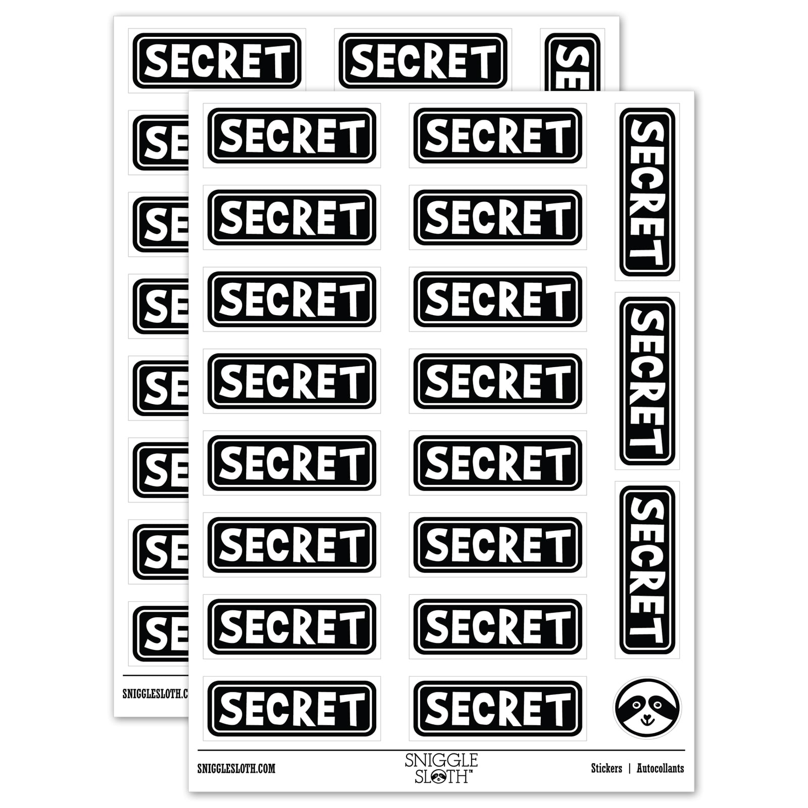 Secret Reversed Sticker Set - White - Gloss Finish - 2.00" Large ...