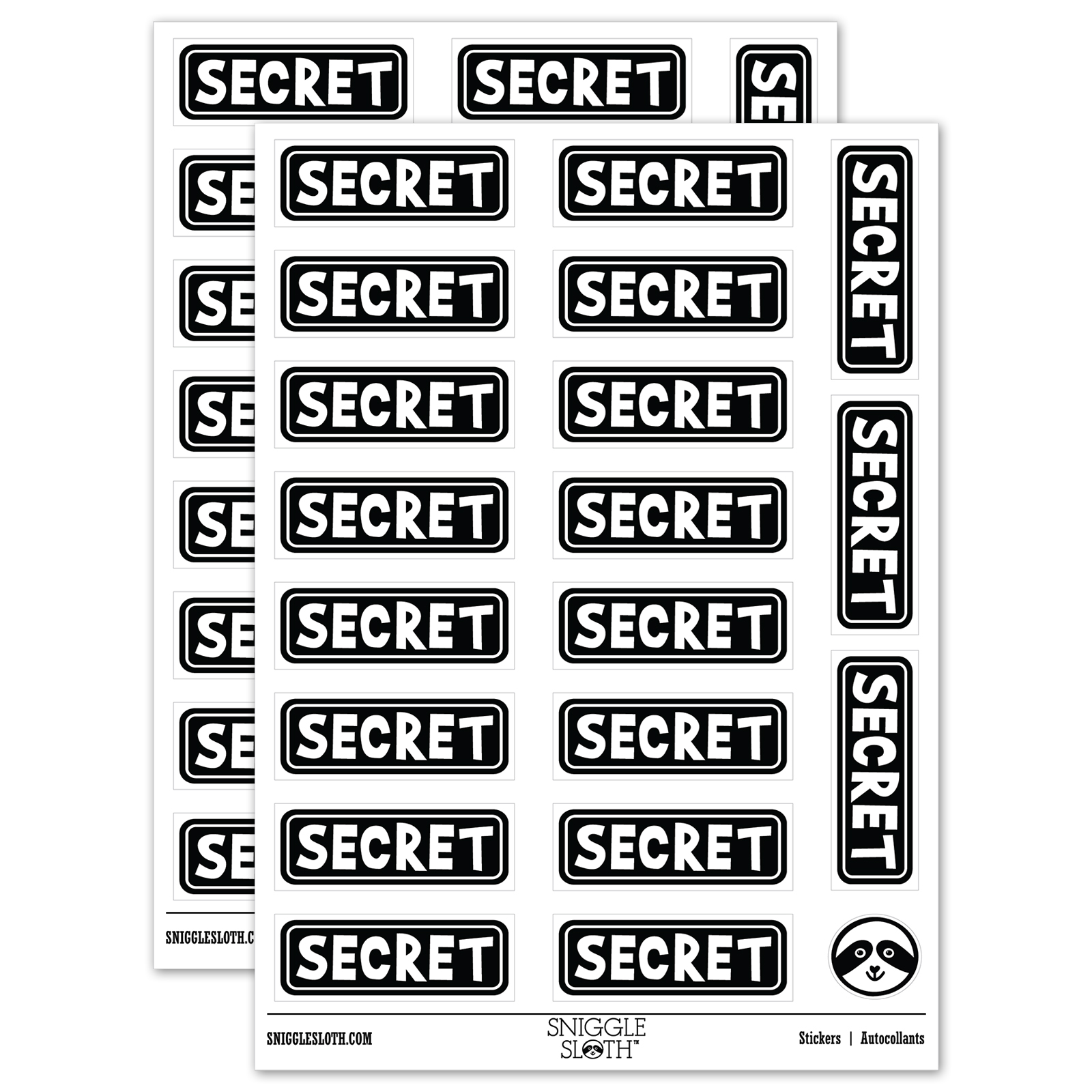 Secret Reversed Sticker Set - White - Matte Finish - 2.00" Large ...