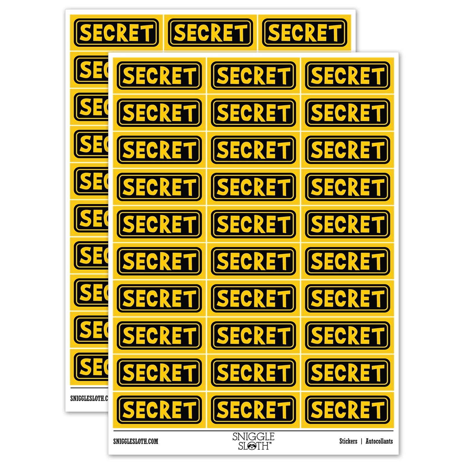 Secret Reversed Sticker Set - Yellow - Gloss Finish - 1.75" Medium ...