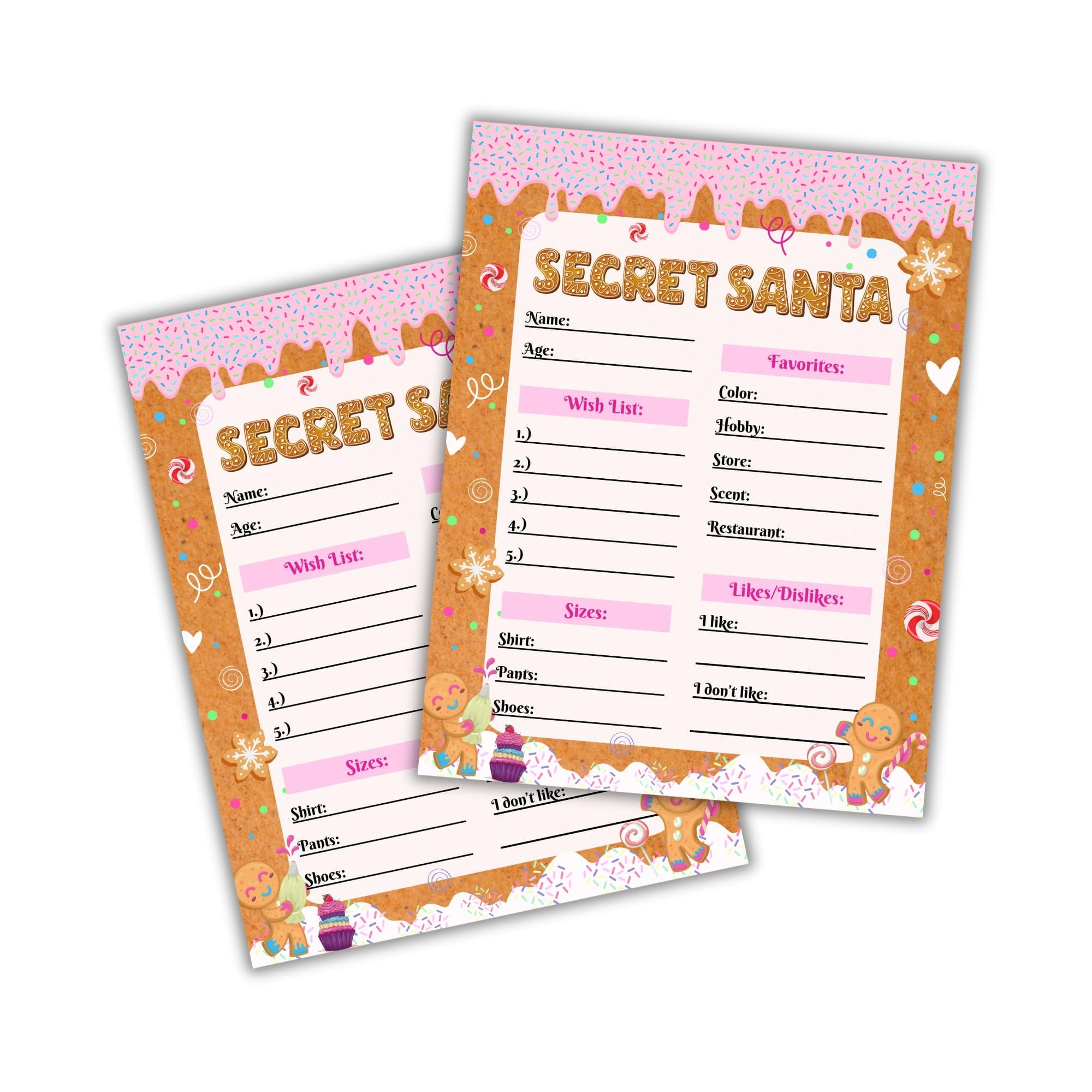 Secret Santa Gift Exchange Questionnaire 50 Pk 8.5x11 Elves Office Wish ...