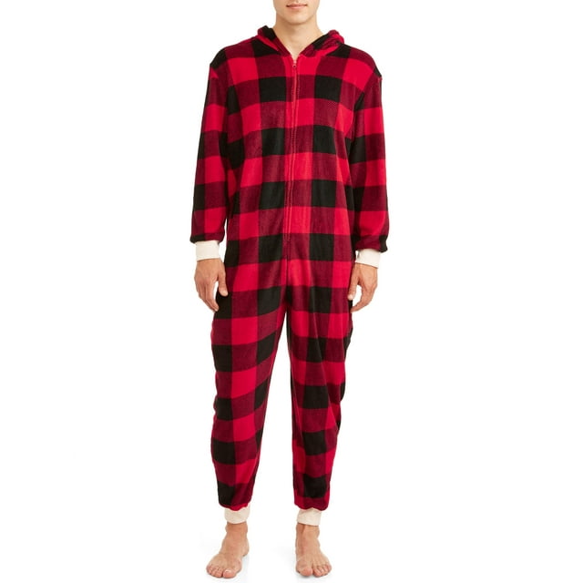 Secret Santa Men's Hooded Plush Lounge Union Suit with Trapdoor ...