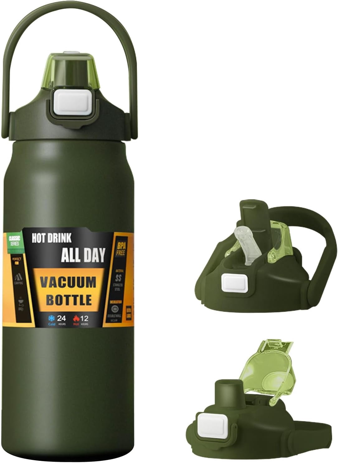 Secret Scope 50oz Insulated Water Bottle with Straw & Handle ...