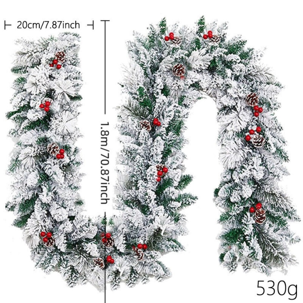 Secret Scope Christmas Vine Decoration - Pine Cone & Red Berry Flocked ...