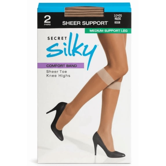 Secret Silky 2 Sheer Toe Medium Support Knee High Nude Stockings With secret-silky-2-sheer-toe-medium-support-knee-high-nude-stockings-with