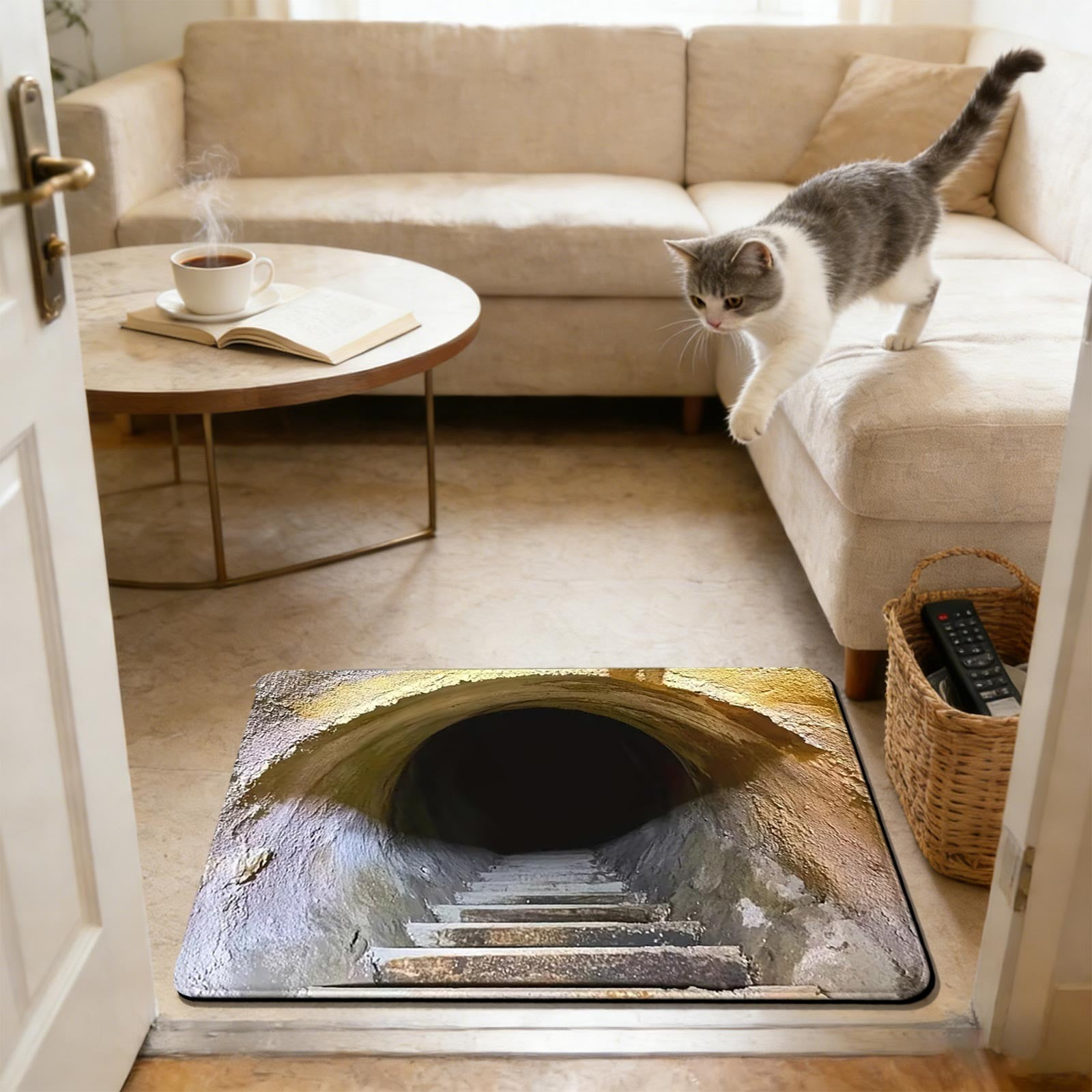 Secret Staircase 3D Illusion Door Mat 16x24 Inches, Underground Cave ...