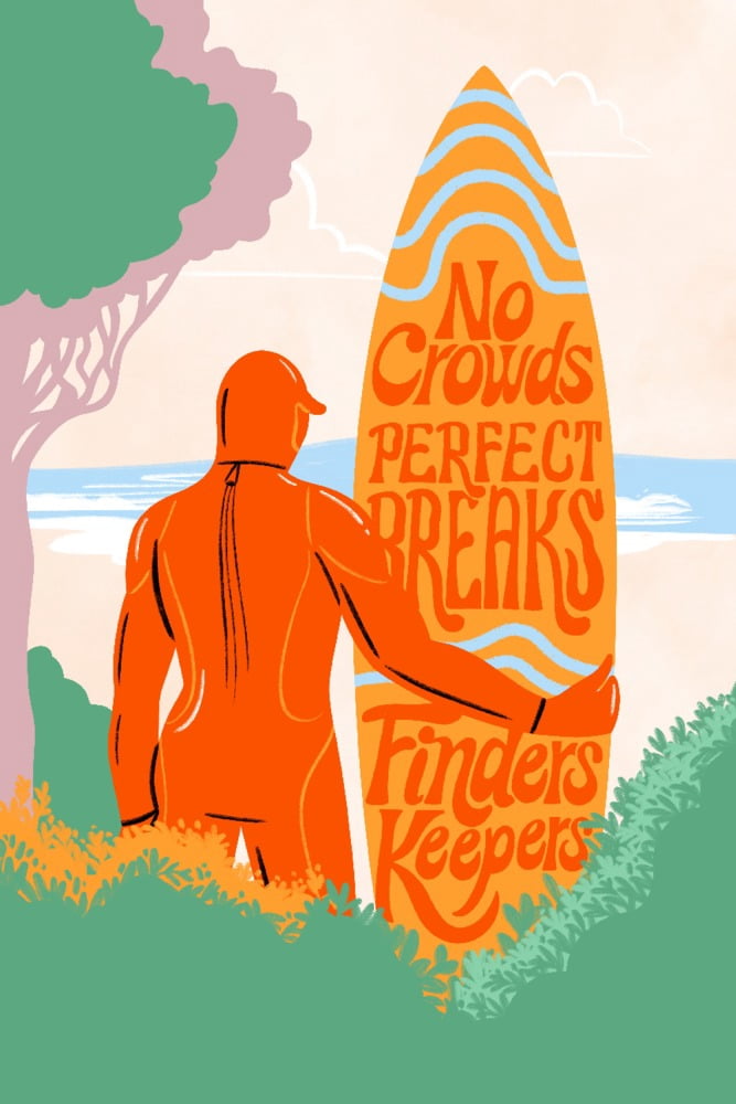 Secret Surf Spot Collection, Surfer At The Beach, No Crowds, Perfect ...