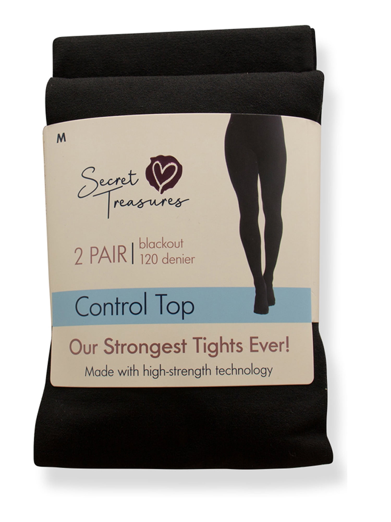 Secret Treasures Blackout Control Top Soft Nylon Tights 2 Pair Pack ...