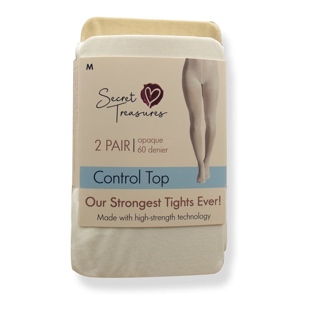 Secret Treasures Opaque Control Top tights - 2 pair pack - Walmart.com