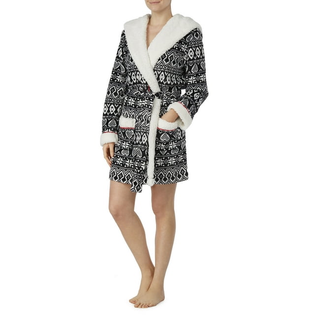 Secret Treasures women's Hooded Robe - Cozy Sherpa Trim - Walmart.com