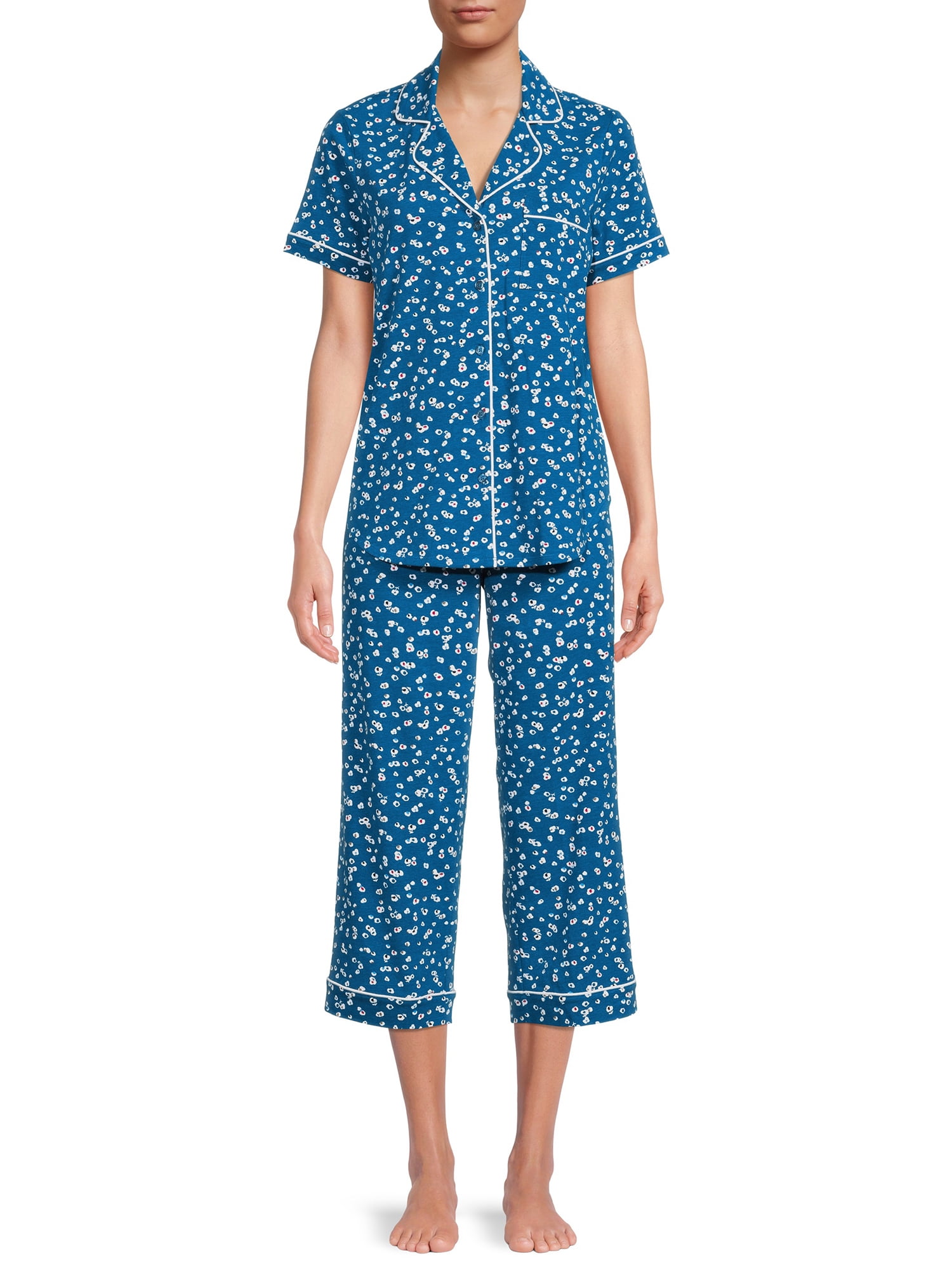 Secret Treasures Short Sleeve Collared Floral Pajamas (Women's Plus) 2 ...