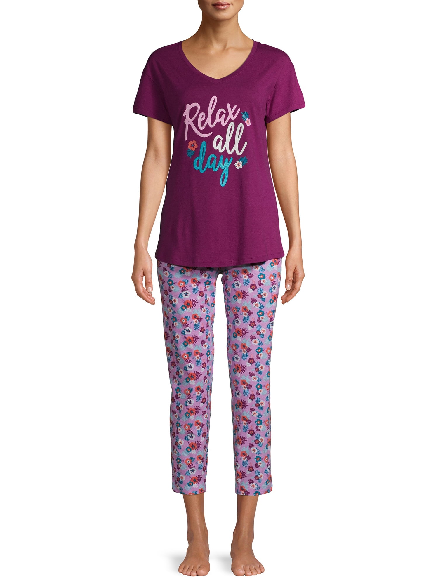 Secret Treasures Short Sleeve Top and Capris Sleep Set (Women's and ...