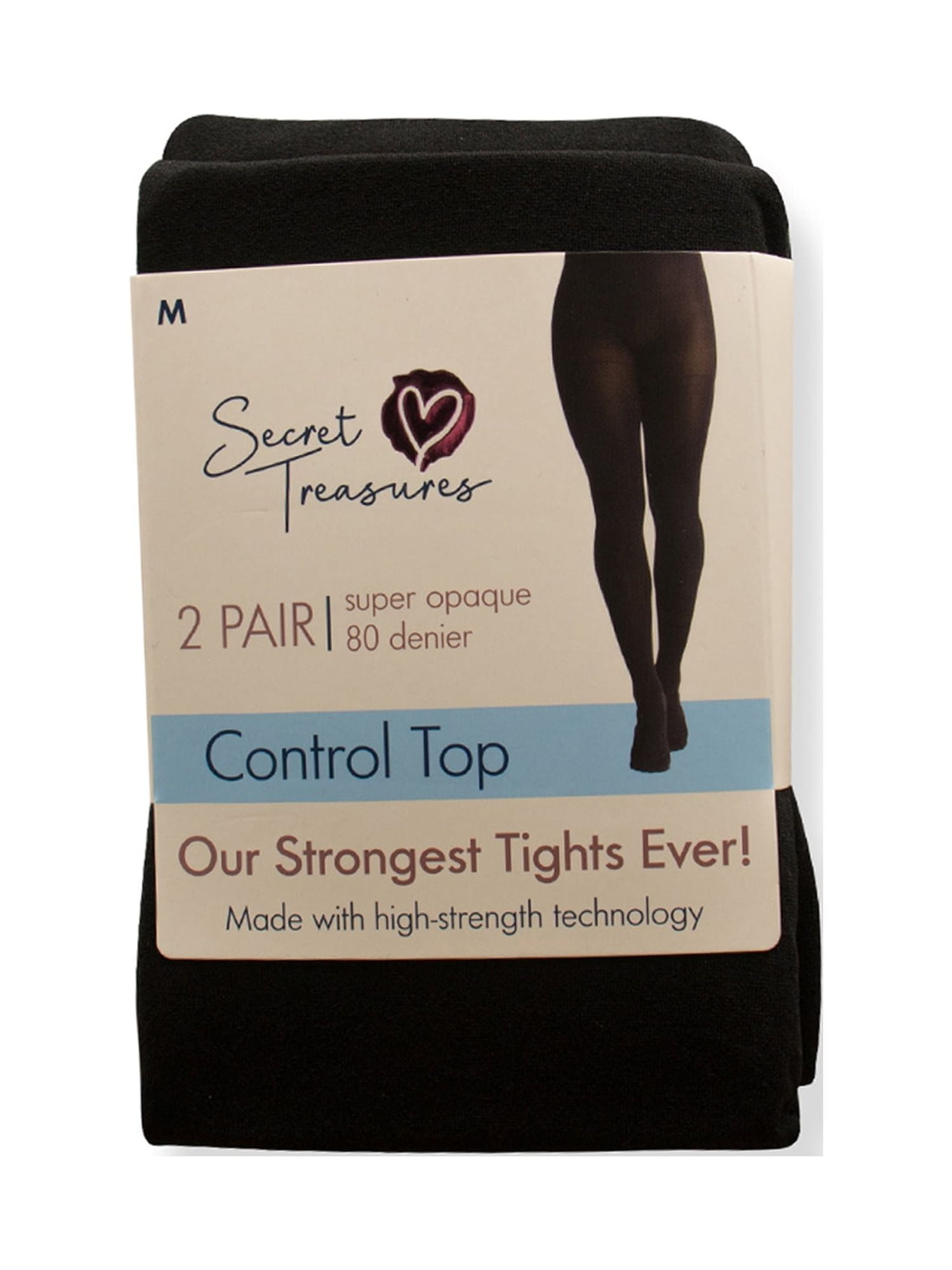 Secret Treasures Super Opaque Control Top Tight 2 Pair Pack - Walmart.com