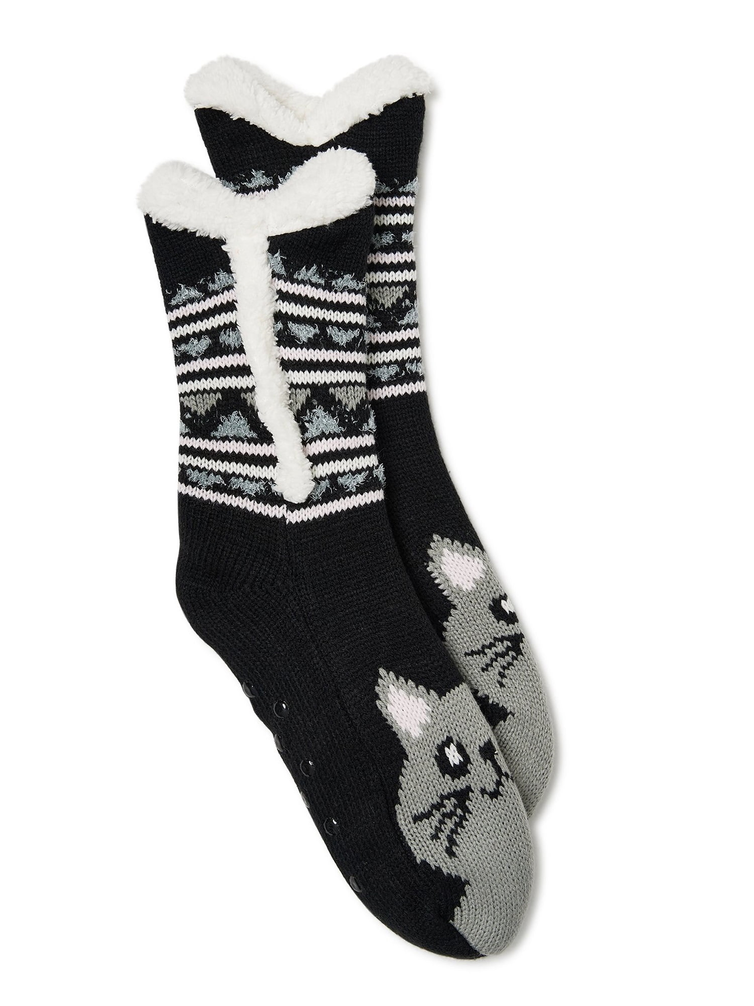Secret Treasures Women's Cozy Knit Animal Slipper Socks with Grippers ...