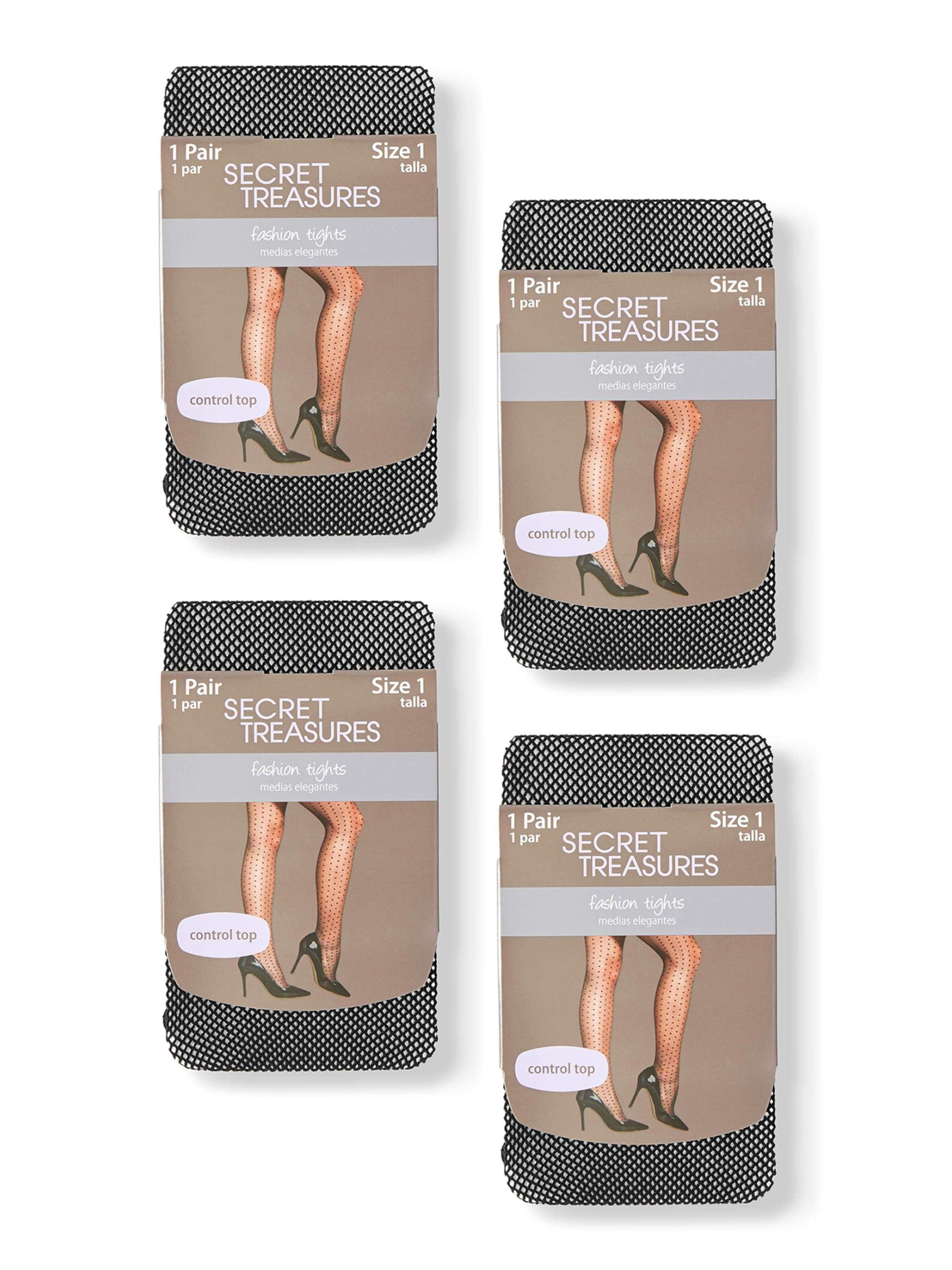 Secret Treasures Women's Fishnet Tights, 4 Pack - Walmart.com