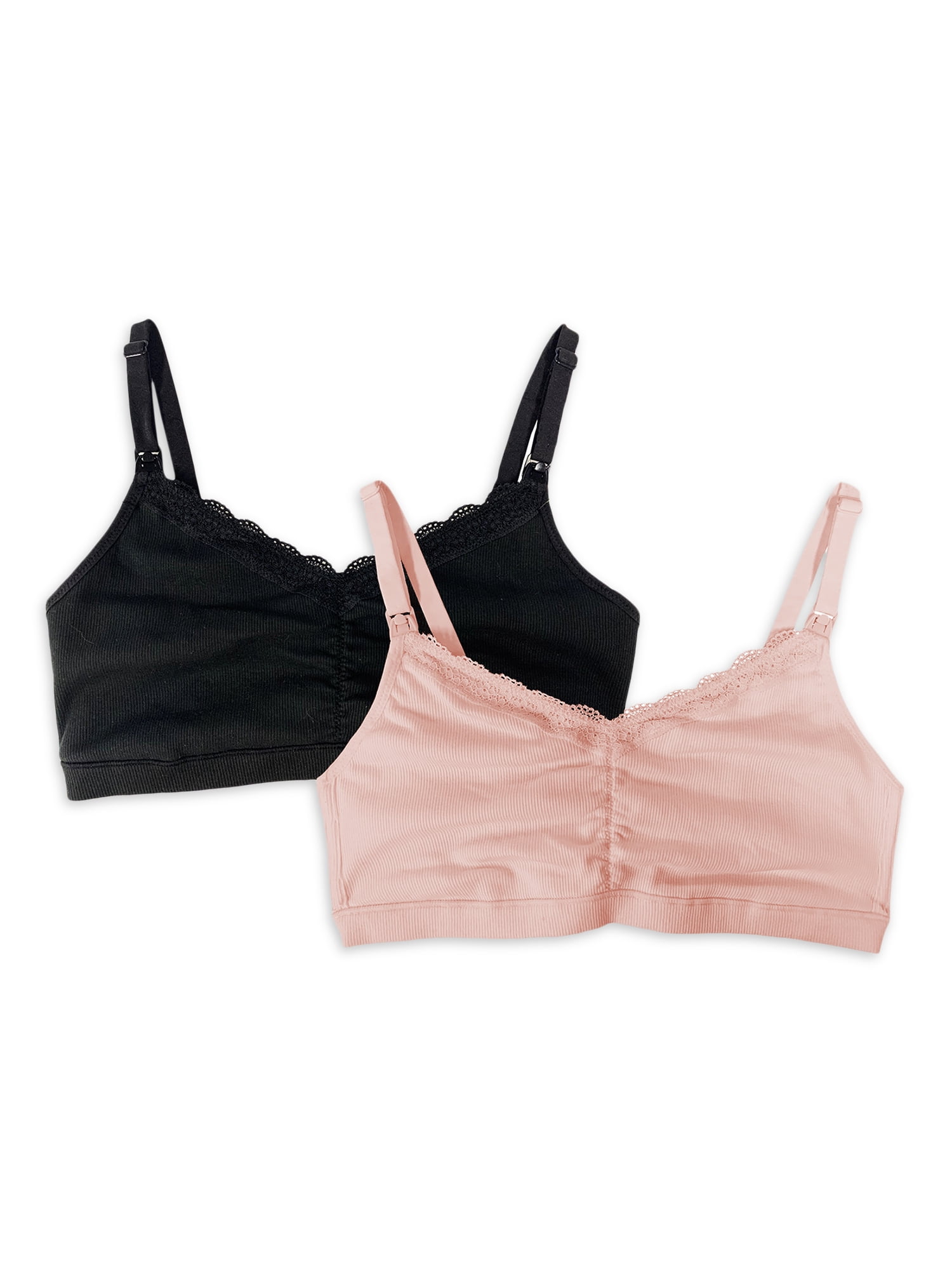 Secret Treasures Women's Maternity Nursing Bralette 2 Pack, Lace Trim ...