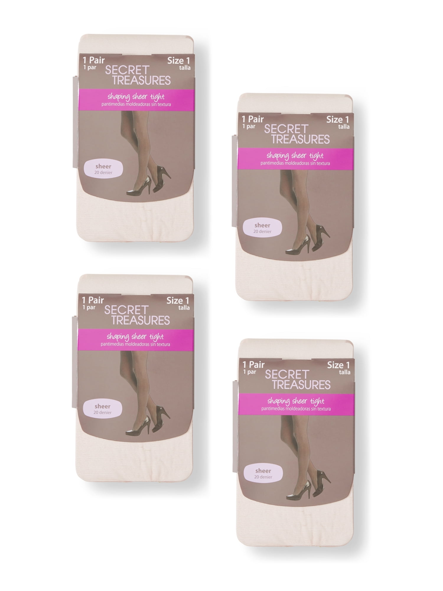 Secret Treasures Women's Shaping Sheer Tights, 4-Pack - Walmart.com