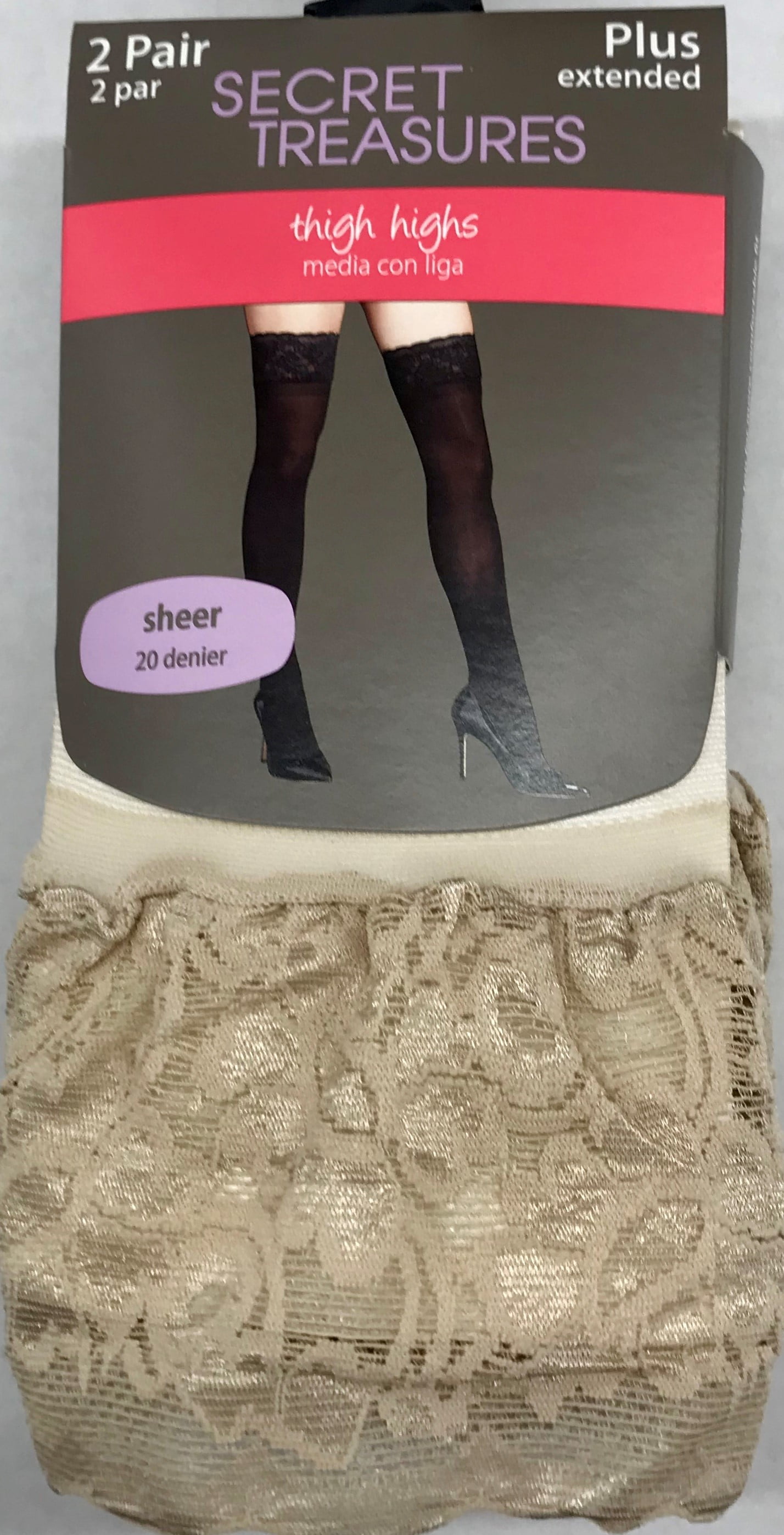 Secret Treasures Women's Sheer Thigh High Tights, 2 Pair - Walmart.com