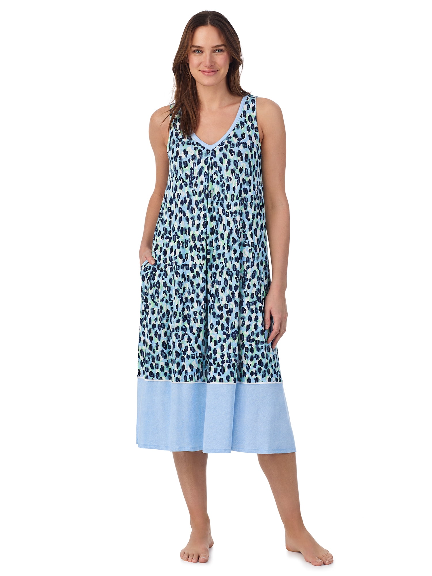 Secret Treasures Women's Midi Knit Nightgown, Sleeveless Sleepwear with ...