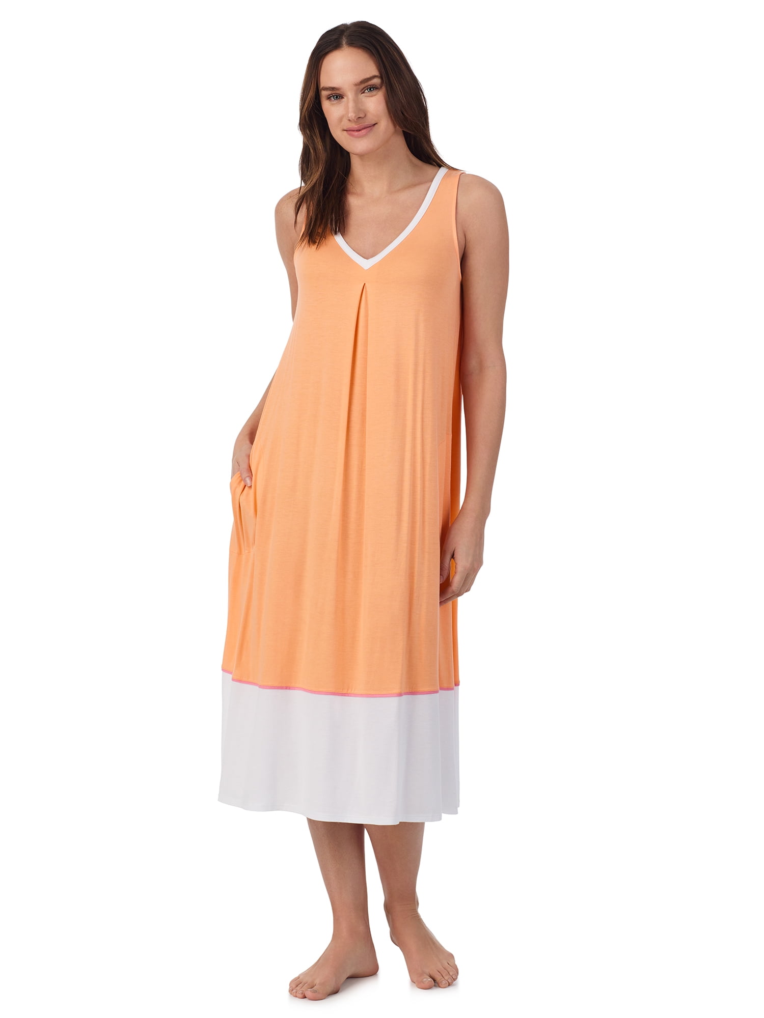Secret Treasures Women's Midi Nightgown Sleepwear, Sleeveless, V-Neck ...