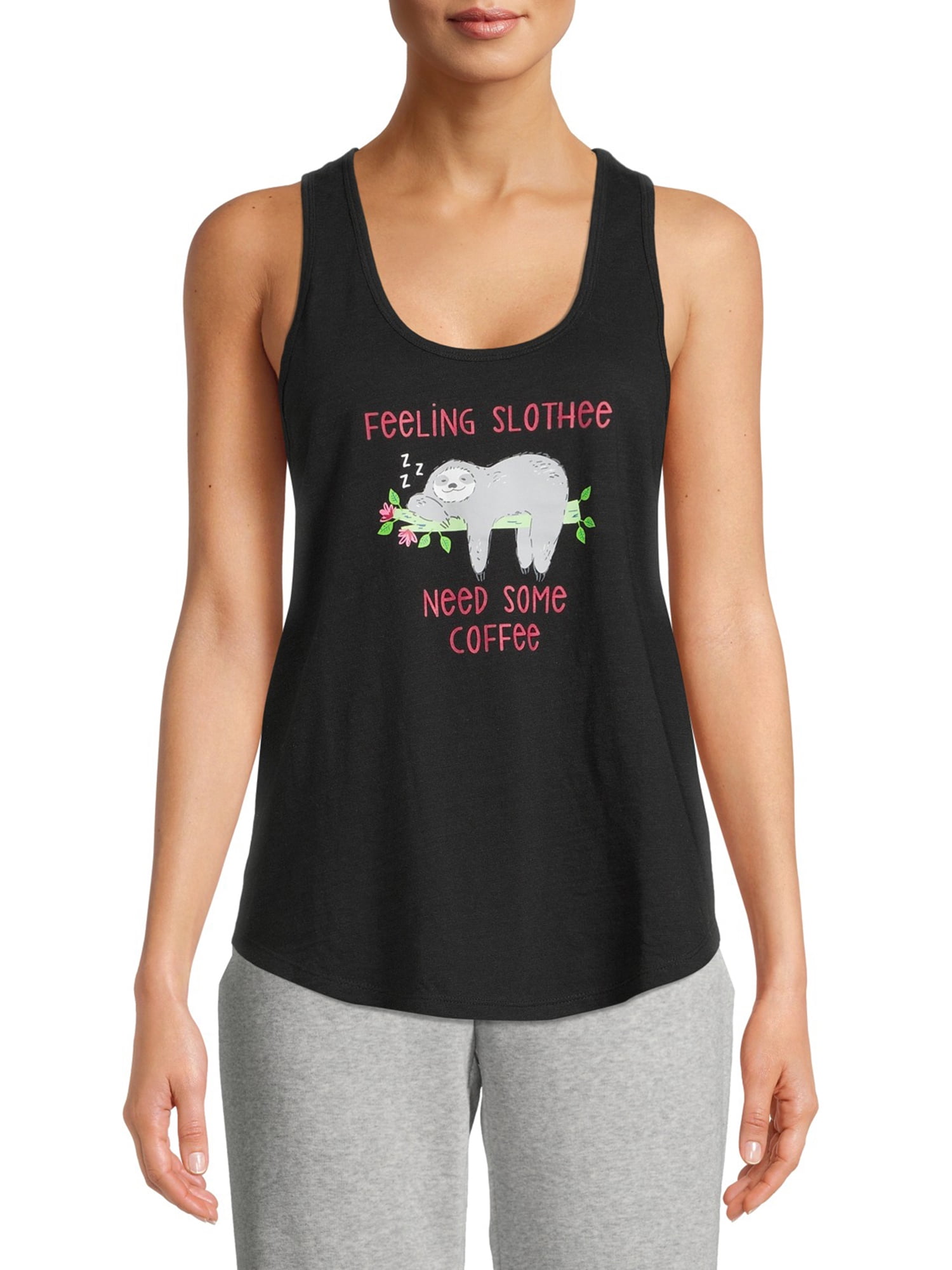 Secret Treasures Women's Comfortable Sloth Sleep Tank Top, Cotton Blend ...