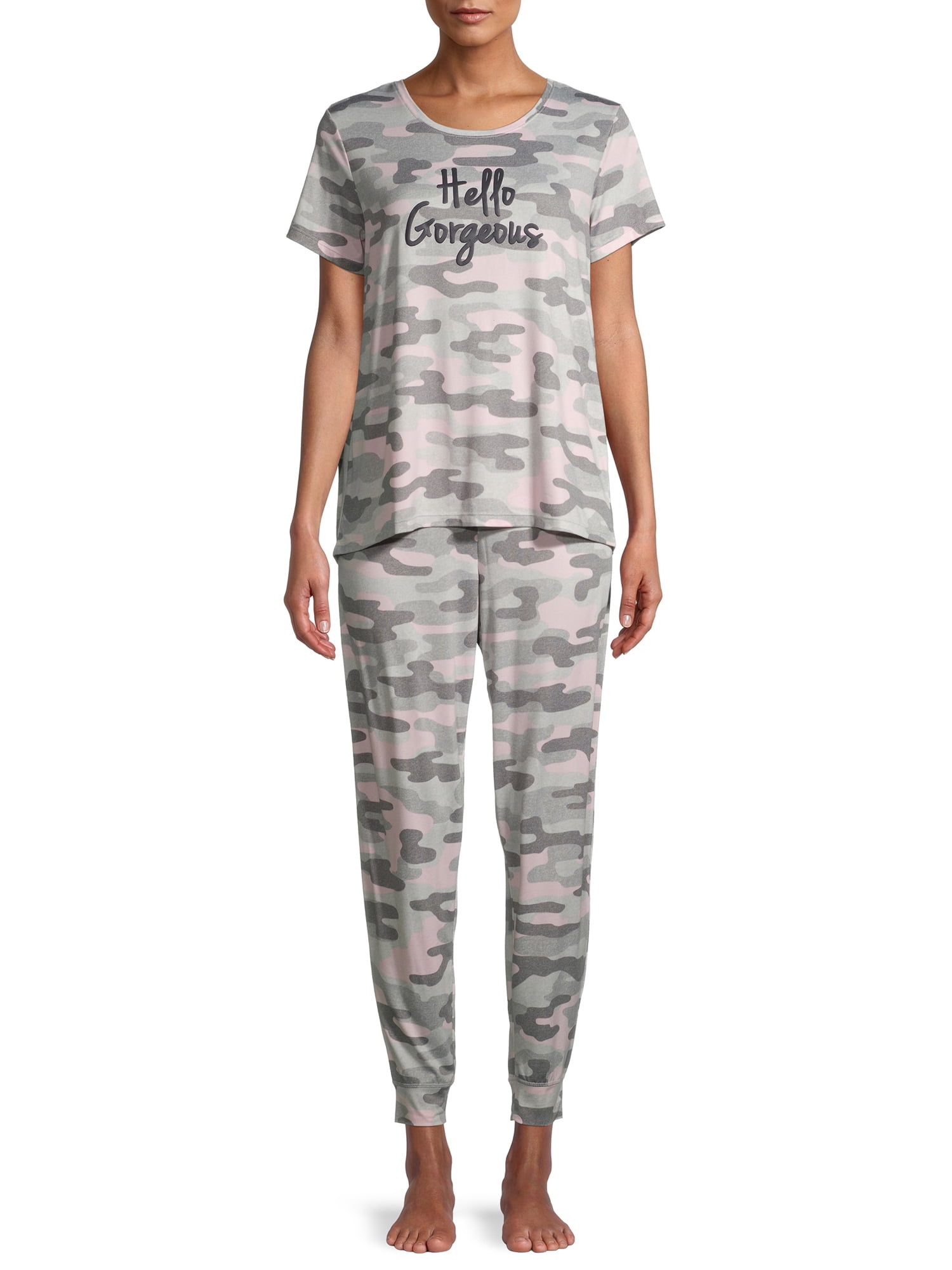 Secret Treasures Women's Plus Size Camo Sleepwear Pajama Set with Tops ...