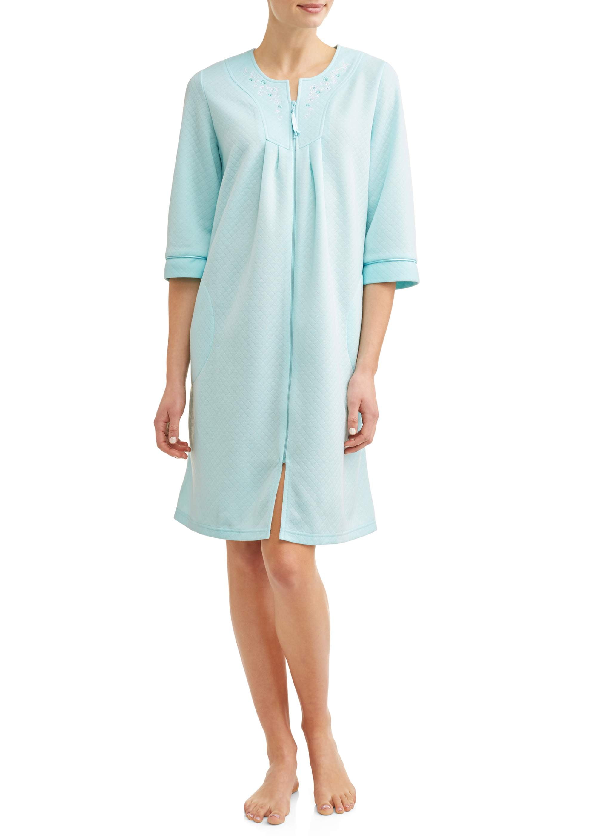 Secret Treasures Women's and Women's Plus Diamond Solid Aqua Duster ...