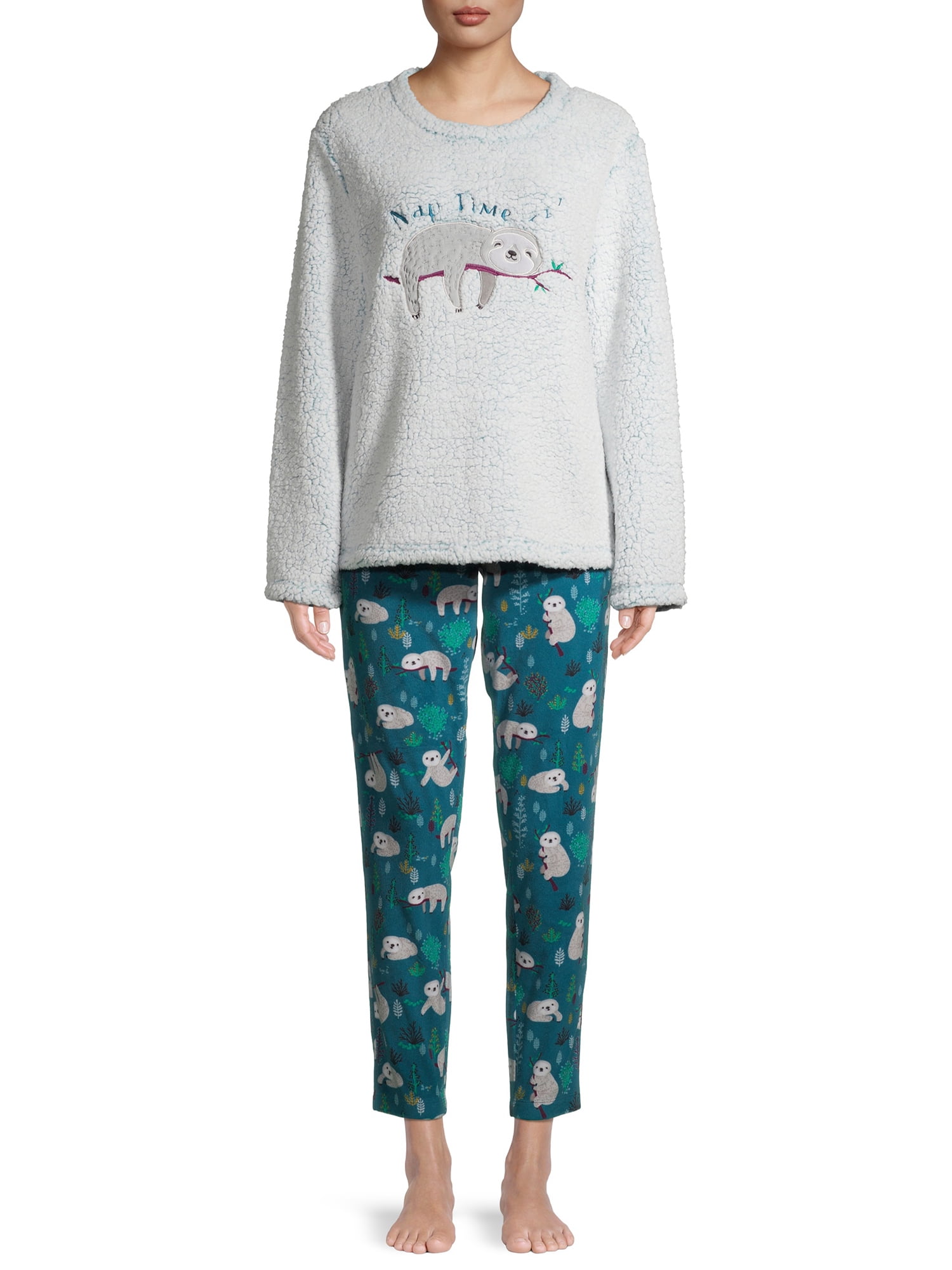 Secret Treasures Women's Plush Long Sleeve Pajama Lounge Set Plus Size ...