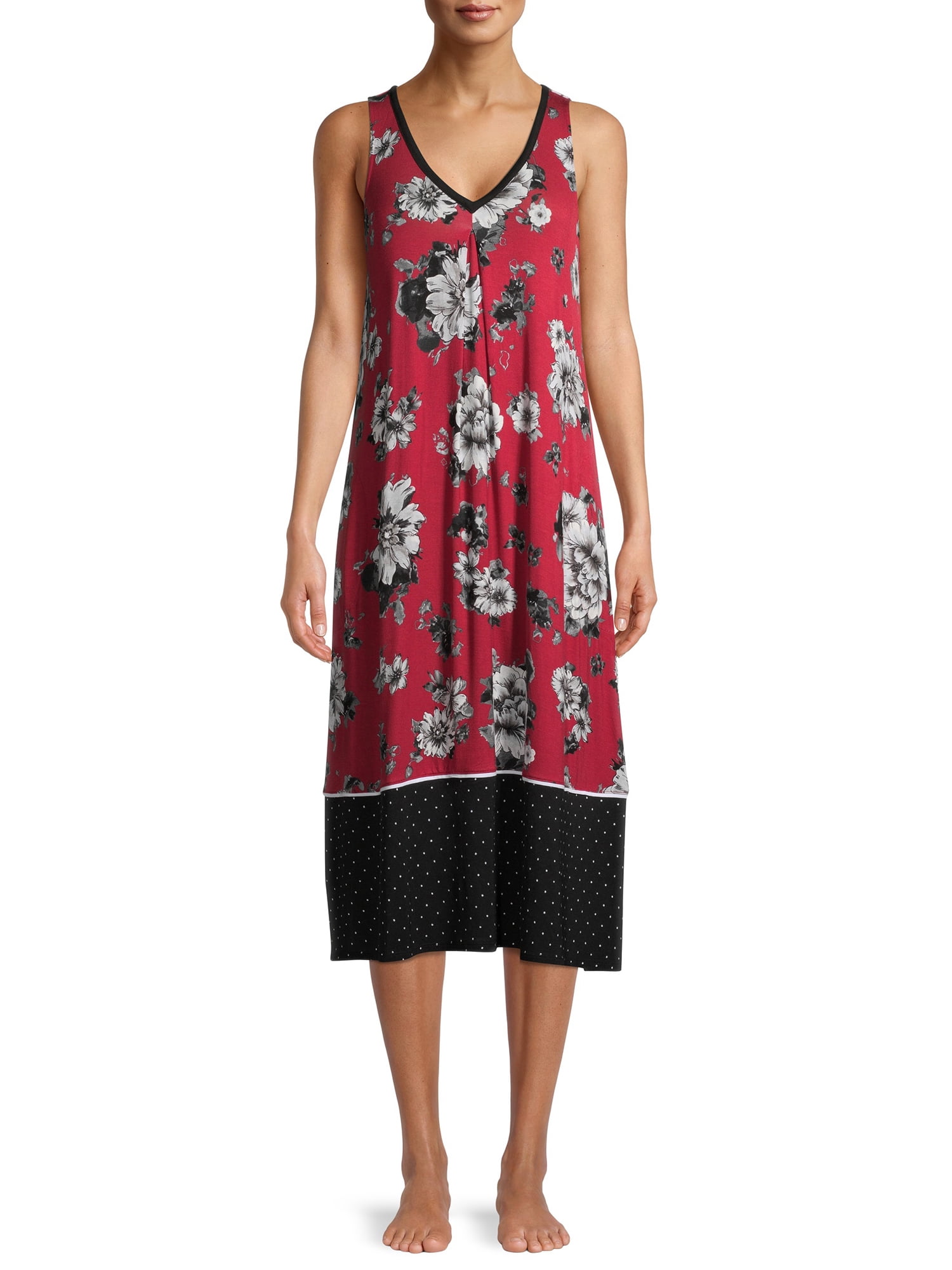 Secret Treasures Women's and Women's Plus Modern Midi Sleepwear Dress ...