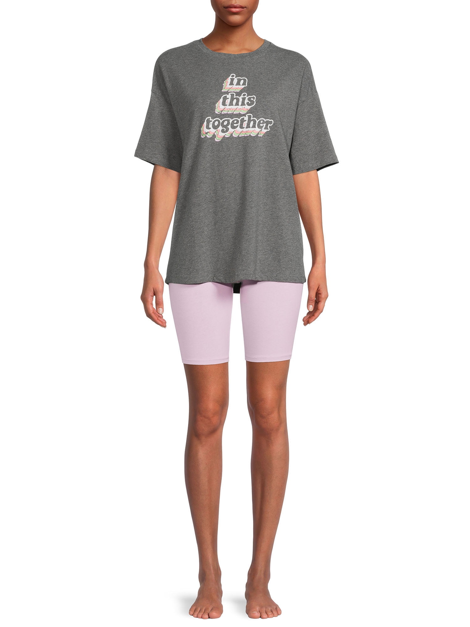 Secret Treasures Women's and Women's Plus T-Shirt and Bike Shorts Set ...