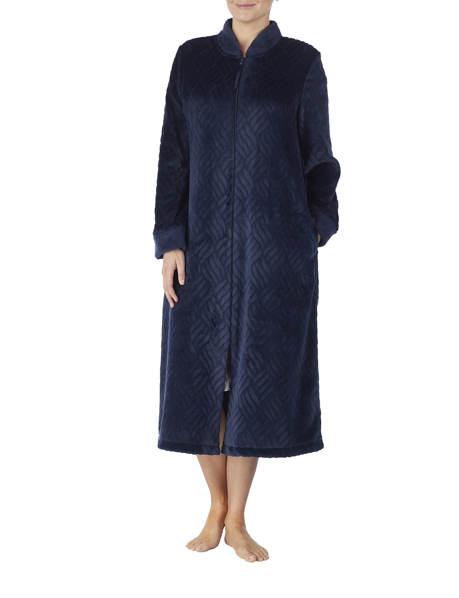 Secret Treasures Women's and Women's Plus Traditional Plush Zip Robe ...