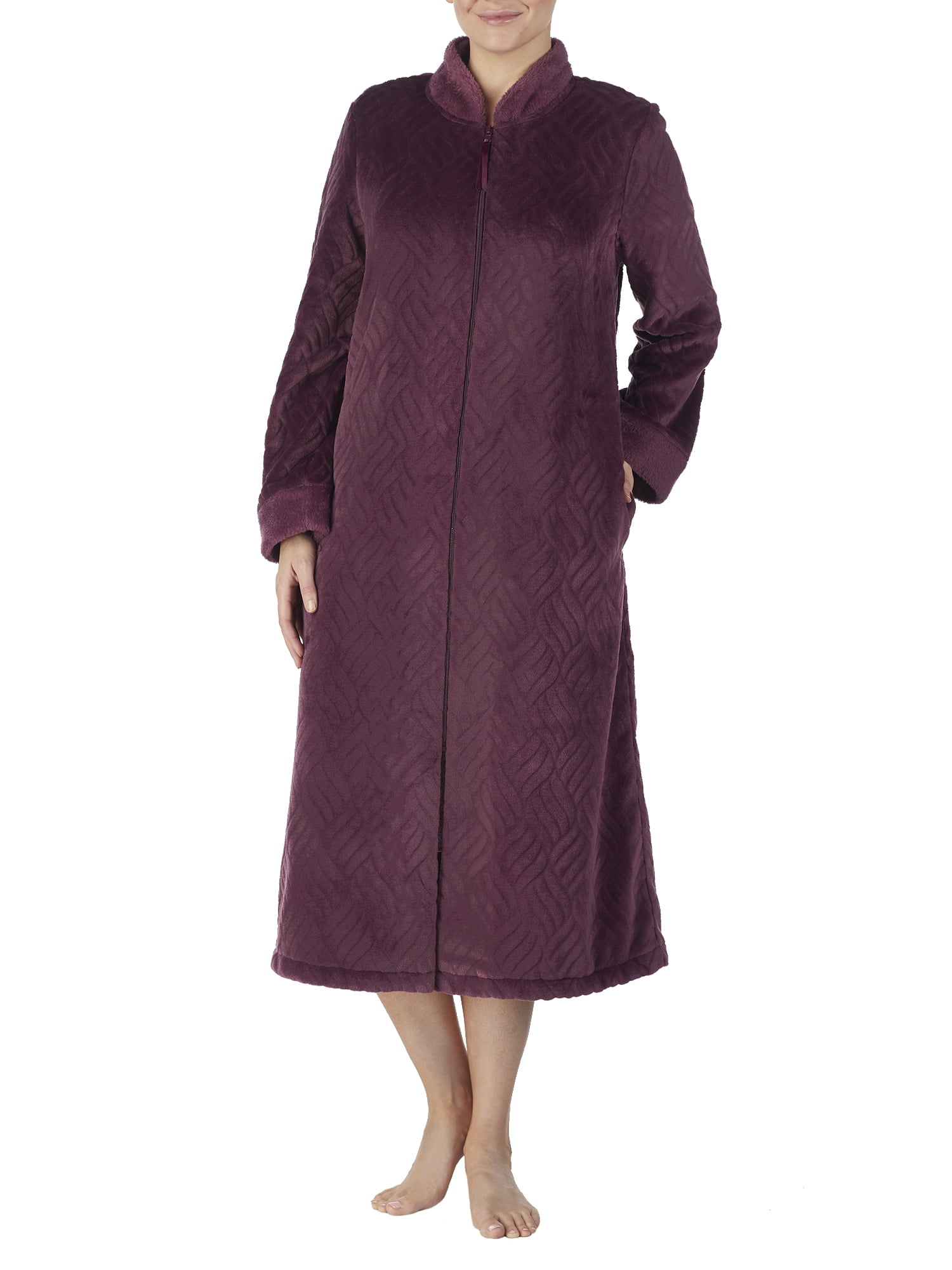 Secret Treasures Women's and Women's Plus Traditional Plush Zip Robe ...